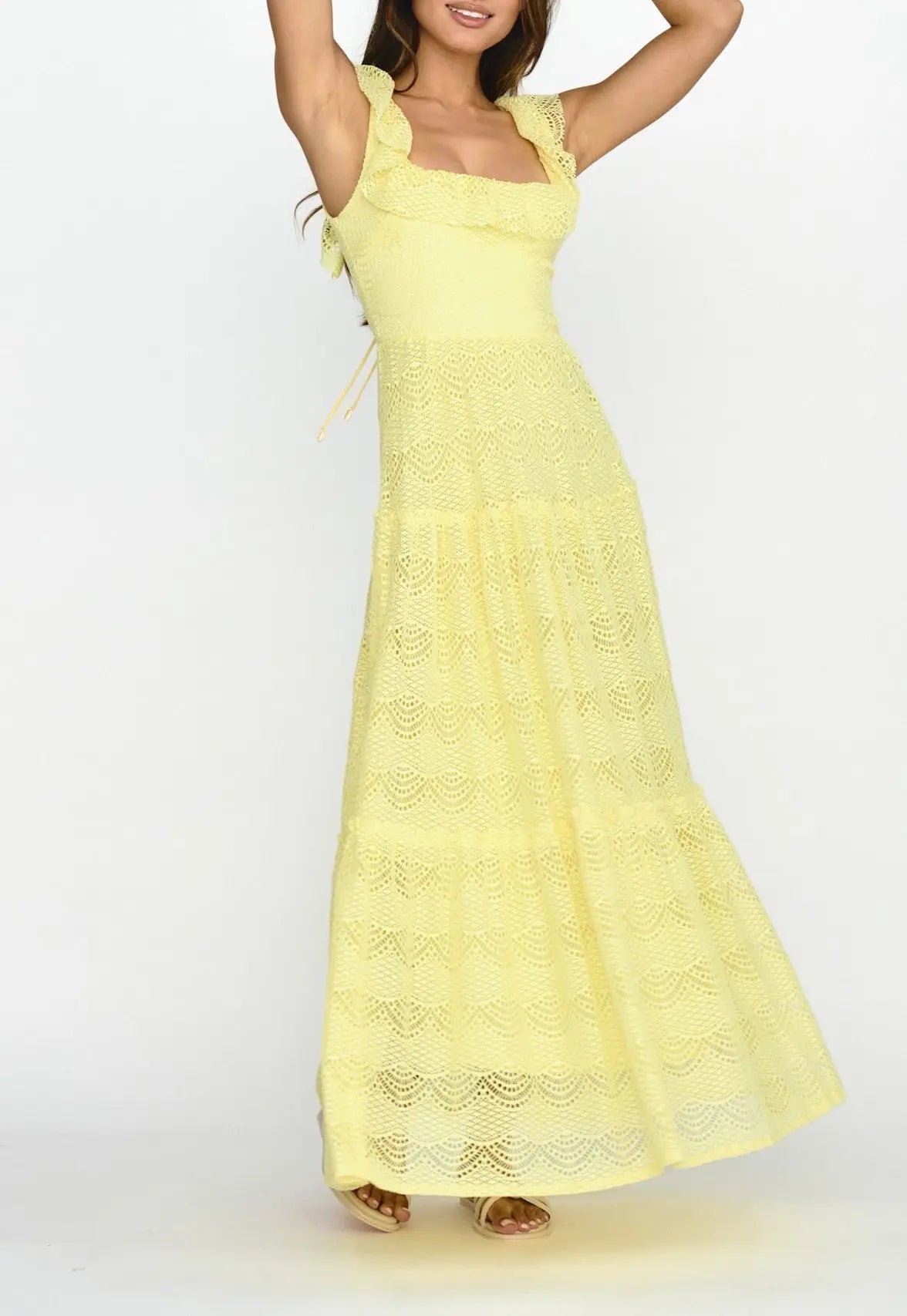 RUFFLE MAXI DRESS-LEMON - UNCOMMON REIGN